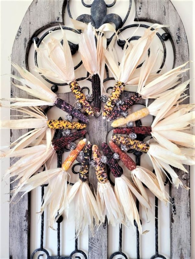 Indian Corn Wreath DIY - Cloches & Lavender