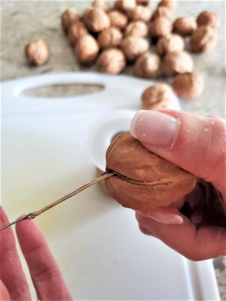 Easy Fall Walnut Garland - Cloches & Lavender