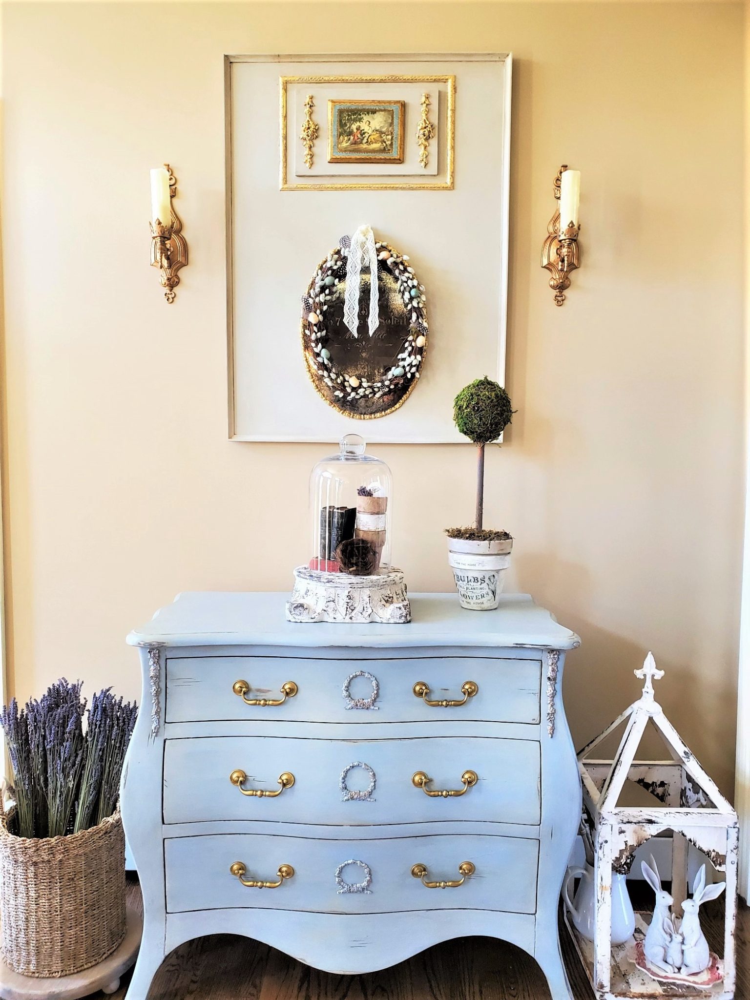 Easy French Country Spring Decorating Ideas Tour - Cloches & Lavender